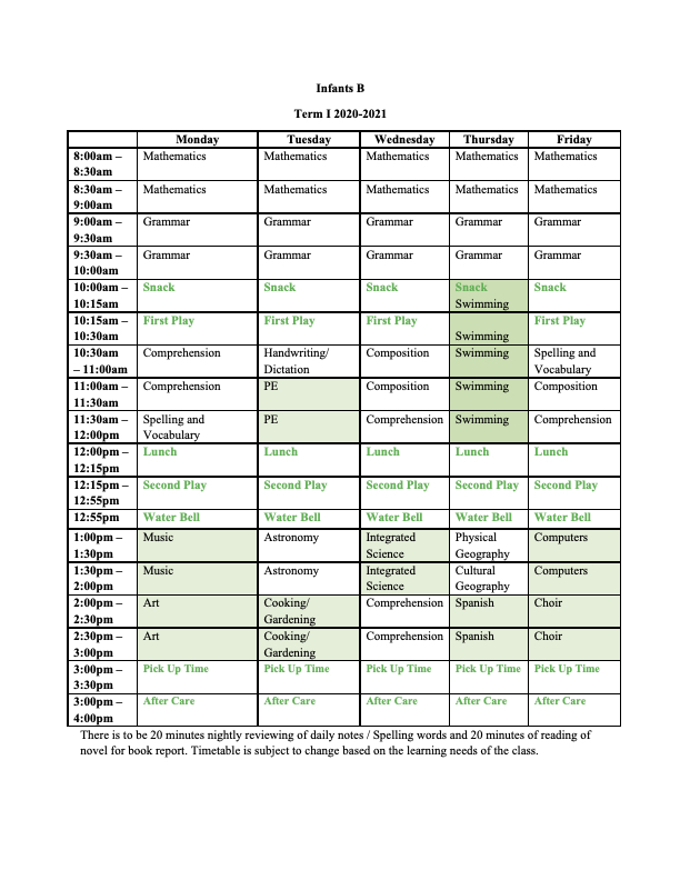 Timetables - St. Luke's Academy